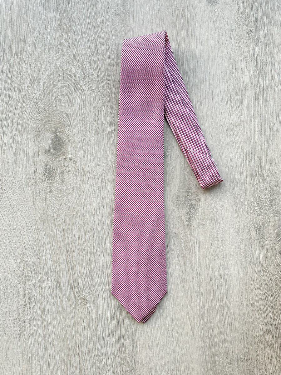 E Marinella Purple White Dogtooth Print Pattern Tipped Silk Tie – House ...