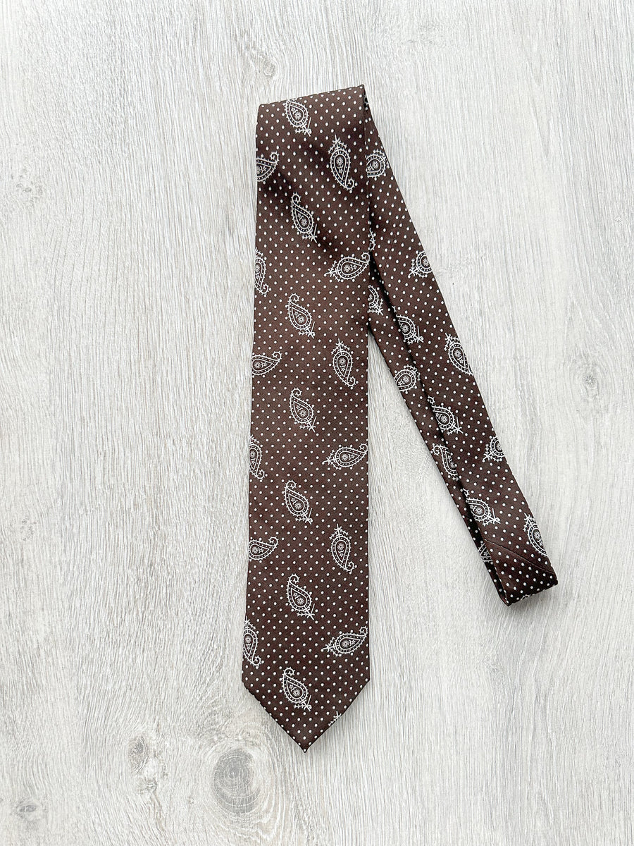 Drake's Brown Dotted Paisley Print Silk Tie – House Of Huntington