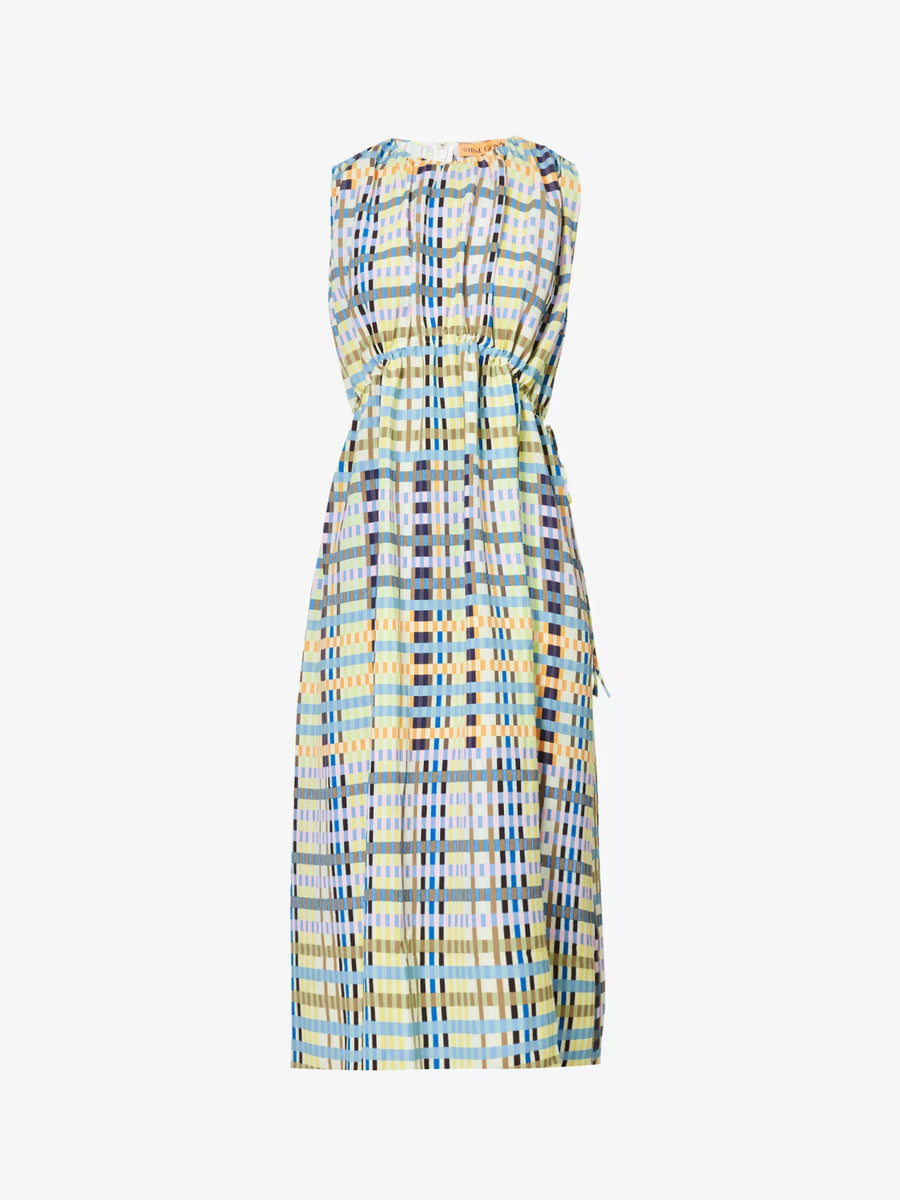 STINE GOYA Rowena Micro Check-Pattern Stretch Colourful Midi Dress ...
