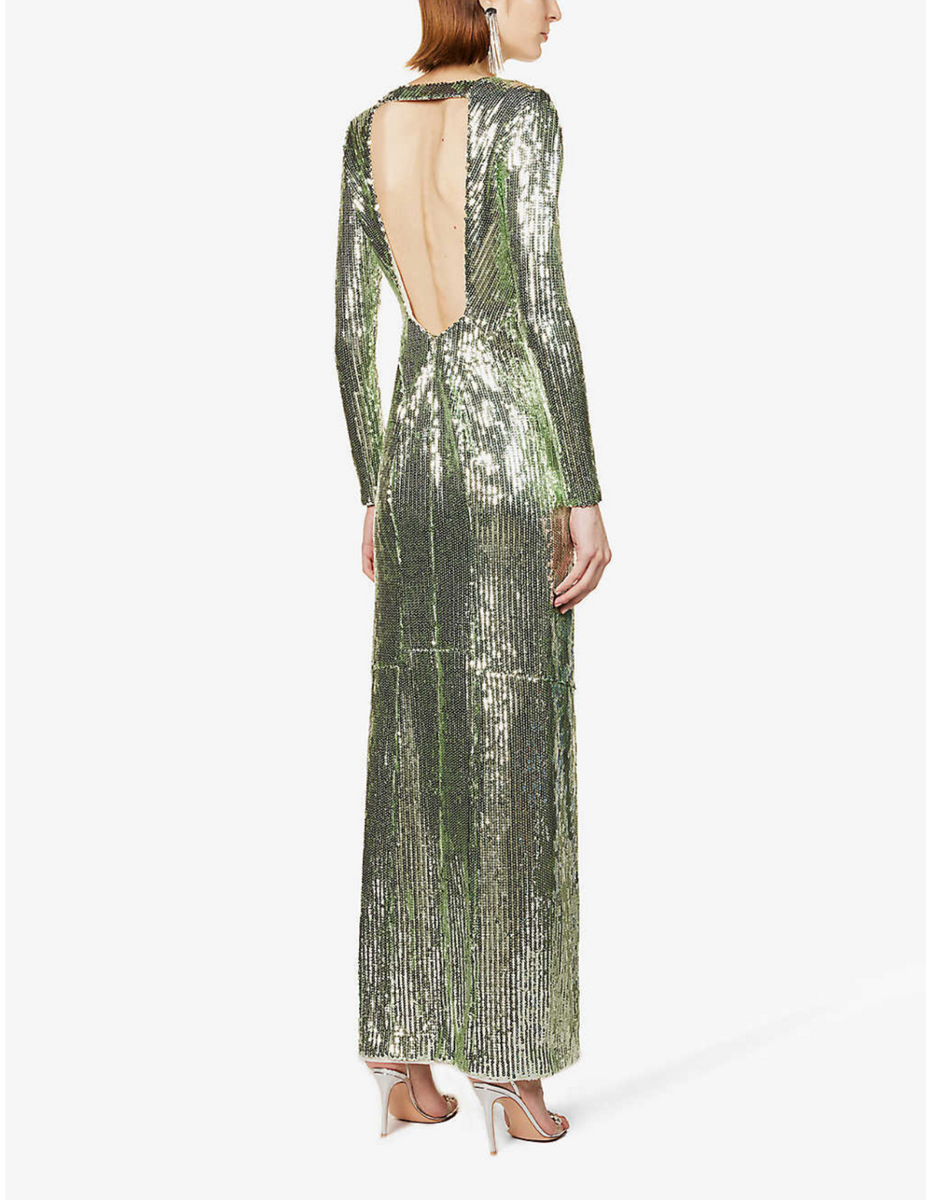 GALVAN LONDON Adela Full Sequinned Cut Out Open Back Evening Gown Dres ...